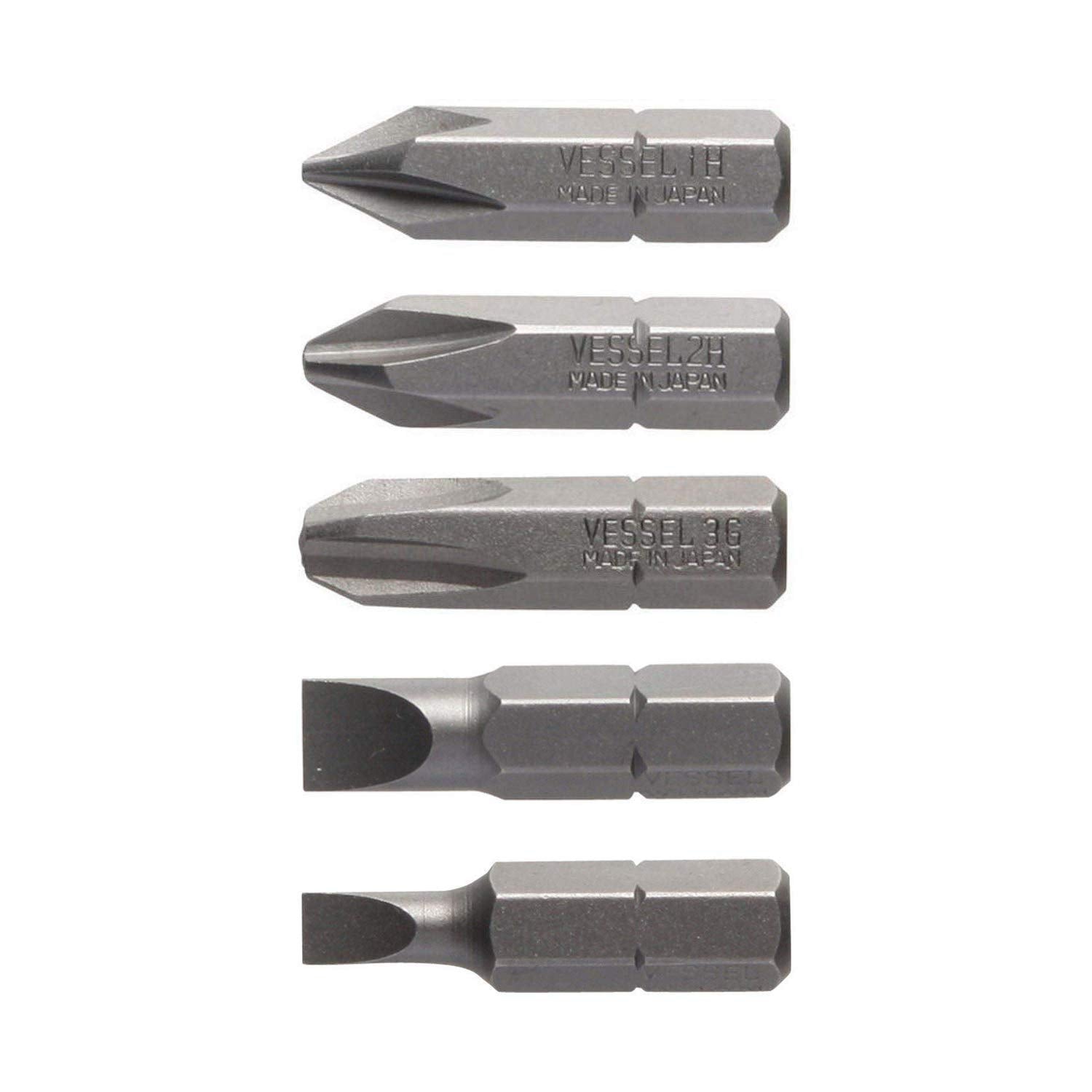 Vessel Driver Bit Set B33 with +1 +2 +3 -4 -6 Sizes and Holder